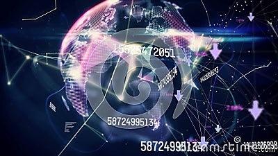 Multiple Changing Numbers Over Plexus Networks Spinning Against Blue Background Stock Video ...