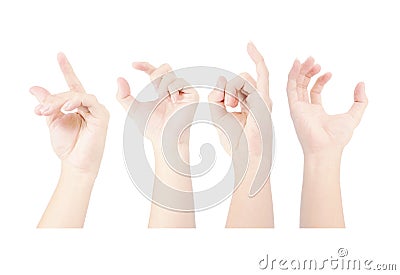 Multiple Collection Hands In Symbol Gestures Of Man`s Hand On Isolated ...