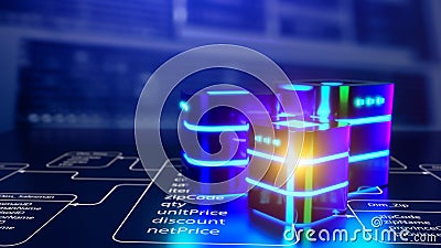 Multiple Database Is Placed On Relational Database Tables With Server Room Royalty-Free Cartoon ...