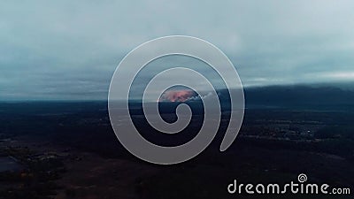 Multiple Distant Explosions in the Smoke on the Horizon, Aerial Shot ...