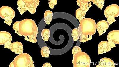 Multiple Human Skulls Facing Each Other in Golden and Black Colour 3D ...