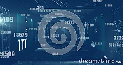Multiple Increasing Numbers Against Digital Screen with Mathematical ...
