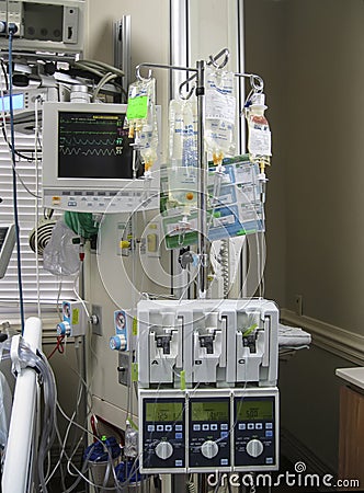 Medical Monitor And IV Drips Stock Photo - Image: 30124780