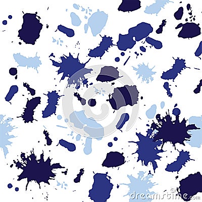 Multiple Light And Dark Blue Splats And Splodges On White Background ...