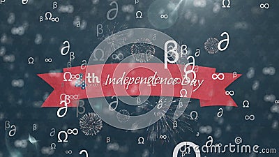 Multiple Mathematical Symbols Over Independence Day Text Banner Against ...