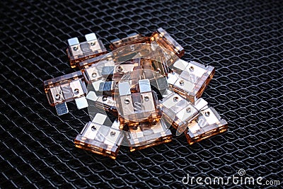 Multiple Plastic Brown Car Fuses On Black Background Stock Photography ...