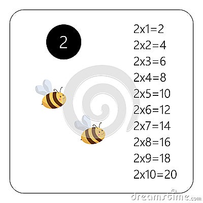 Multiplication Square. School Vector Illustration With Bee ...