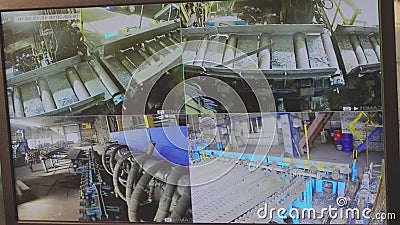 Multiscreen Shows Video from CCTV. Cameras Installed in the Factory ...