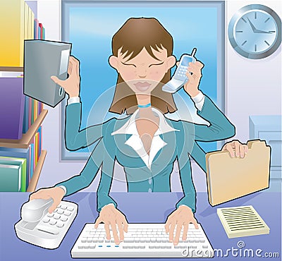 Multitasking Business Woman Vector Illustration | CartoonDealer.com ...
