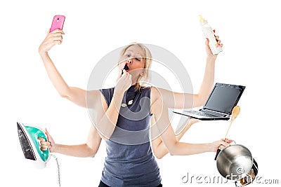 Multitasking Woman Stock Photo - Image: 52389491