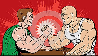 Muscle Men Arm Wrestling. Cartoon Vector | CartoonDealer.com #16196691