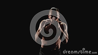 Muscular Man Practicing Shadow Boxing Stock Video - Video of fitness ...