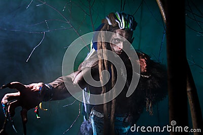 Muscular Werewolf With Dreadlocks With Long Nails Among The Bran Stock ...