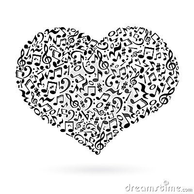 Music Notes Heart. Stock Vector - Image: 71897540