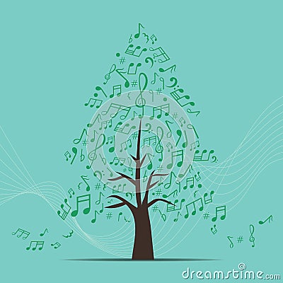 Music Notes In A Shape Of Pine Tree. Vector Illustration Decorative ...