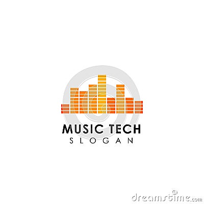 Music Tech Logo Design. Sound Wave Icon Symbol Design Cartoon Vector ...