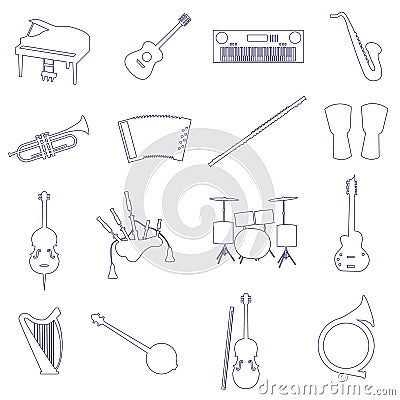 Musical Instruments Outline Vector Icons Set Stock Vector - Image: 53472775
