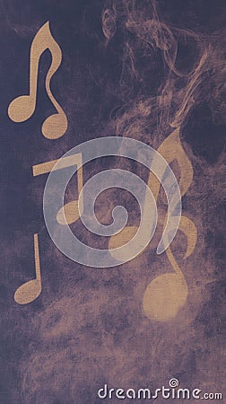 Musical Notes Floating Amidst Smokey Misty Background Royalty-Free ...