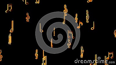 Musical Notes Flowing Flying Stream Notes on a Black Music Background ...