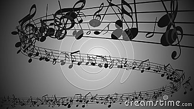 Musical Notes Scrolling on Gray Background Stock Footage - Video of ...