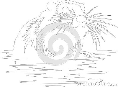 Muskrat Outline Silhouette Generative Ai Cartoon Vector | CartoonDealer ...