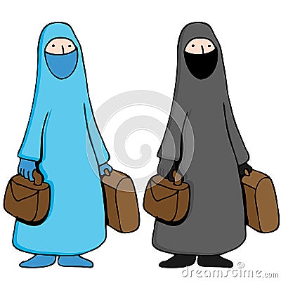 Muslim Woman Wearing Burka Vector Illustration | CartoonDealer.com ...