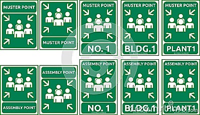 Muster And Assembly Point Label For Fire Evacuation, Vector ...