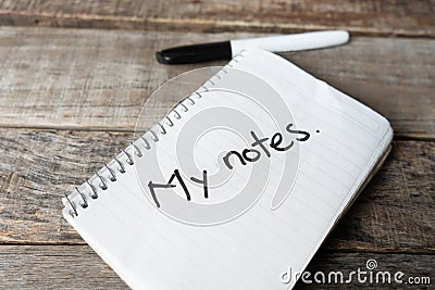 My Notes Words Written With Black Marker On Notebook Royalty-Free Stock ...