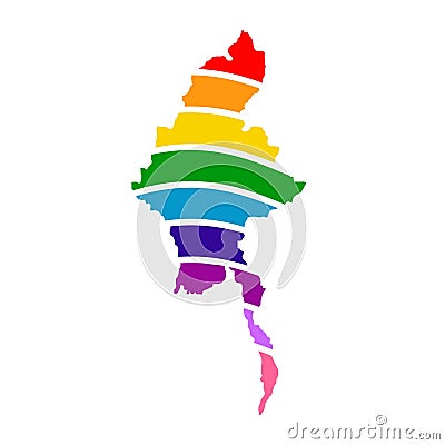 Myanmar Swoosh Silhouette Rainbow Map Cartoon Vector | CartoonDealer ...