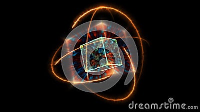 Mystery Dark Blue Wave Cube Empty Core Energy Surface and Atom Moving ...