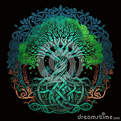 Mystical Celtic Tree Of Life And Death, Generative AI Royalty-Free ...