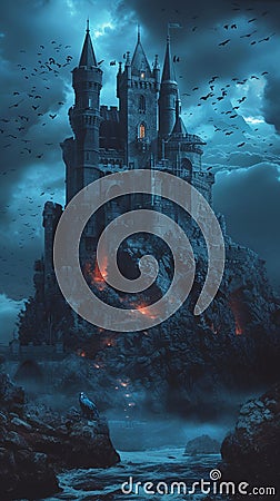 Mythic Castle On The Mountain Top Royalty-Free Stock Image ...