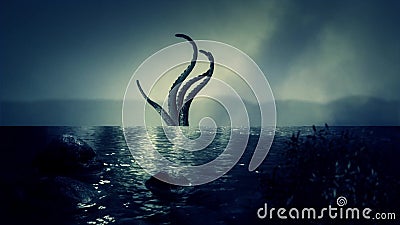 Mythical Kraken Giant Squid Tentacles Stock Video - Video of ocean ...