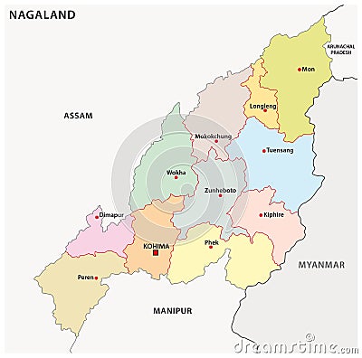 Nagaland Administrative And Political Map Vector Illustration ...