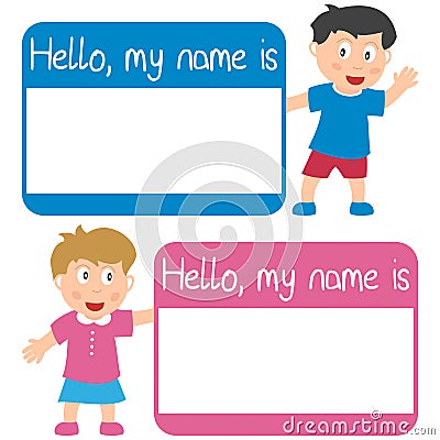 Name Tag With Kids Vector Illustration | CartoonDealer.com #25315262