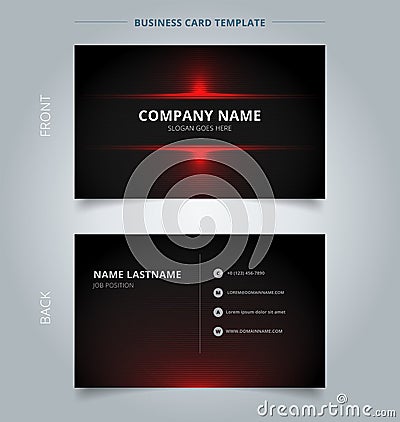Namecard Template Technology Red And Black Pattern Background. Vector ...