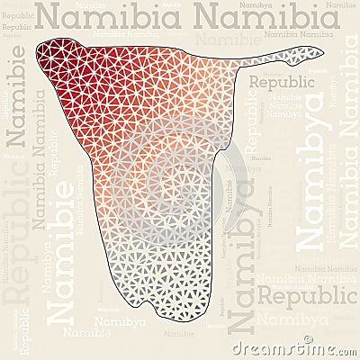 NAMIBIA Map Design. Country Names In Different Languages And Map Shape ...