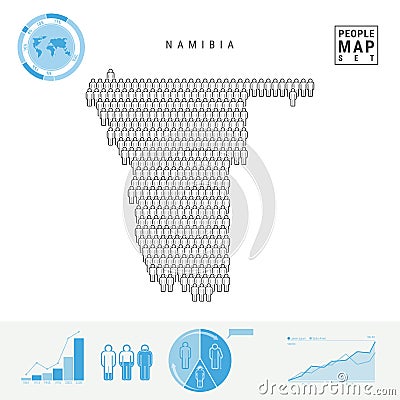 Namibia People Icon Map. Stylized Vector Silhouette Of Namibia ...