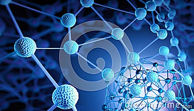 Nanoparticle Structure On Blue Background In Blue Design Suitable For ...