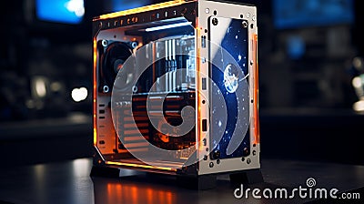 Nasa Themed Pc Case With Mounted Light Stock Photo | CartoonDealer.com ...