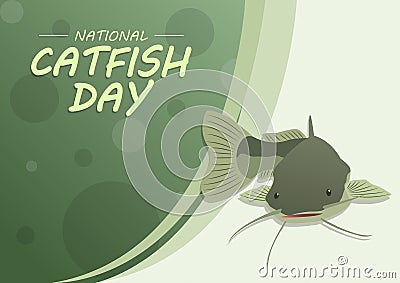 National Catfish Day, Horizontal Poster Template Cartoon Vector ...