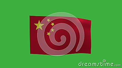 National Flag of China on Green Screen. 3d Animation Stock Footage ...