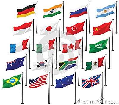 G20 Countries Flags or Flags of the World Element Design Stock ...