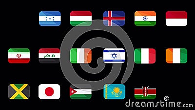 National Flags Icon Set Reveal Animation Stock Video - Video of ...