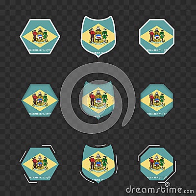 National Symbols Of Delaware On A Dark Transparent Background, Vector ...