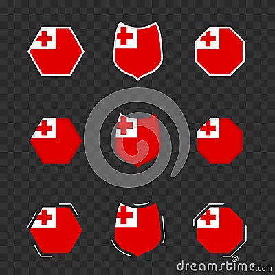 National Symbols Of Tonga On A Dark Transparent Background, Vector ...