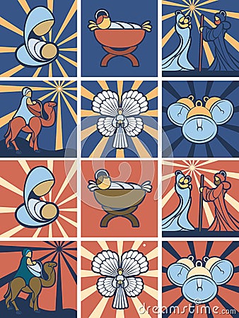 Nativity Icon Or Symbol Set Stock Vector - Image: 46082959