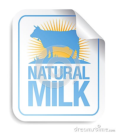 Natural Milk Sticker. Cartoon Vector | CartoonDealer.com #19873013