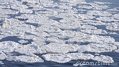 Snow Float on the Surface of the River Stock Video - Video of divided ...