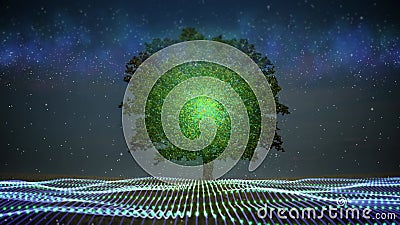 Nature Technology and Environment Concept. Tree on Digital Science ...